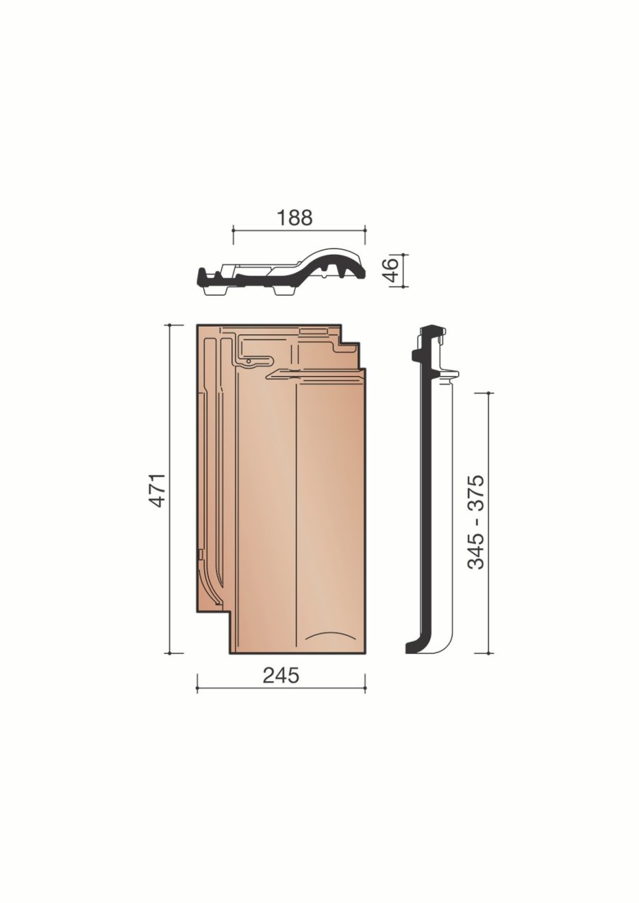 TUILE TROIS QUARTS BISCH ALEGRA ANTHRACITE 8030 | Apok.be
