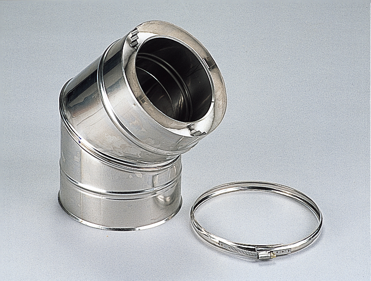 BOCHT DUBBELWANDIG INOX 45° D125MM | Apok.be