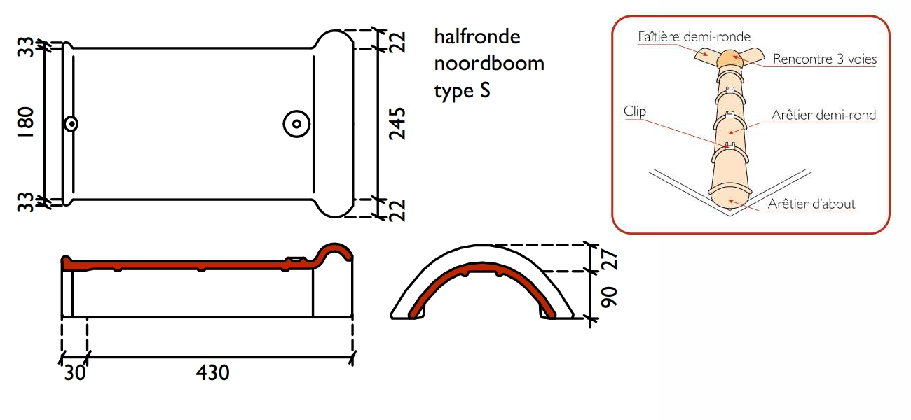NOORDBOOM HALFROND 245MM POSTEL 20 DOUBLE BLACK | Apok.be
